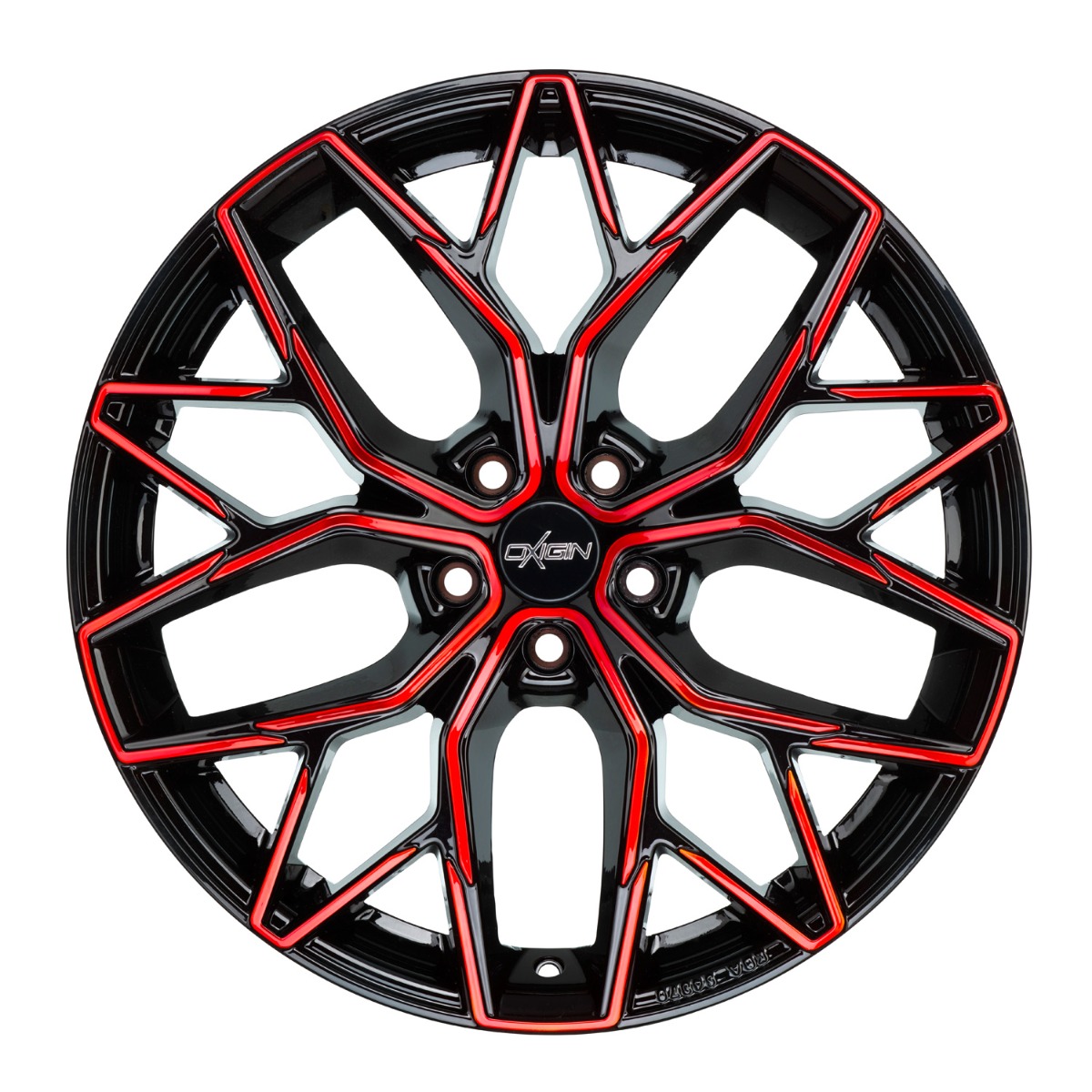Oxigin 26 Oxid Y-Speichen Felge in black matt, red polish und black ...